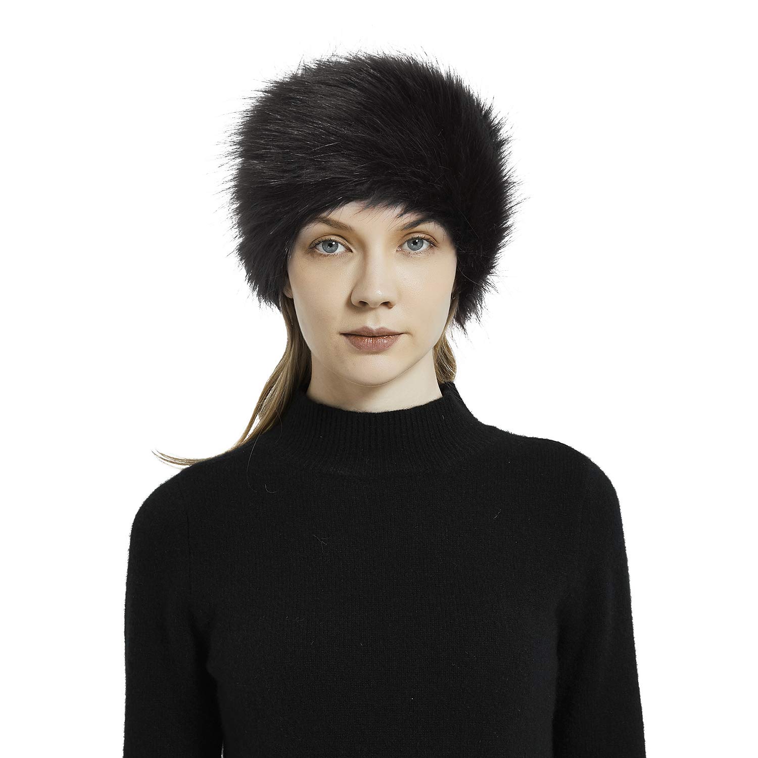 Sanlykate Faux Fur Headband with Elastic, Winter Furry Ear Warmer Earmuffs for Women