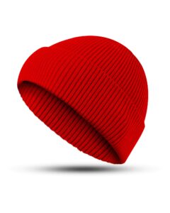 winter trawler beanie knit hat warm stretchy slouchy soft headwear daily ribbed cap ski beanie hat for men women accessories (red)