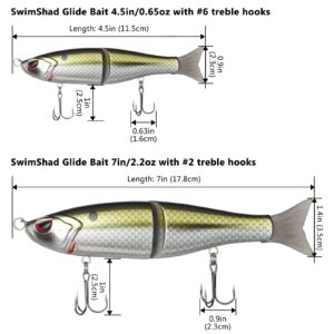 Bassdash SwimShad Glide Baits Jointed Swimbait Bass Pike Salmon Trout Muskie Fishing Lure