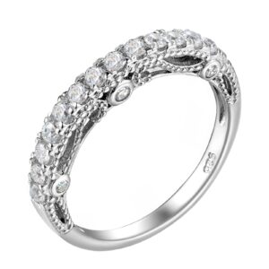 wuziwen 3.5mm eternity bands for women vintage sterling silver cz stackable ring enhancer size 7