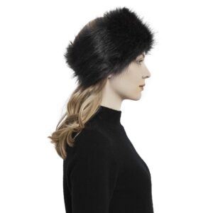 Sanlykate Faux Fur Headband with Elastic, Winter Furry Ear Warmer Earmuffs for Women