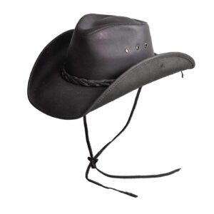 american hat makers hollywood leather cowboy hat for men & women — 100% handcrafted fine leather hat — breathable black cowboy hat