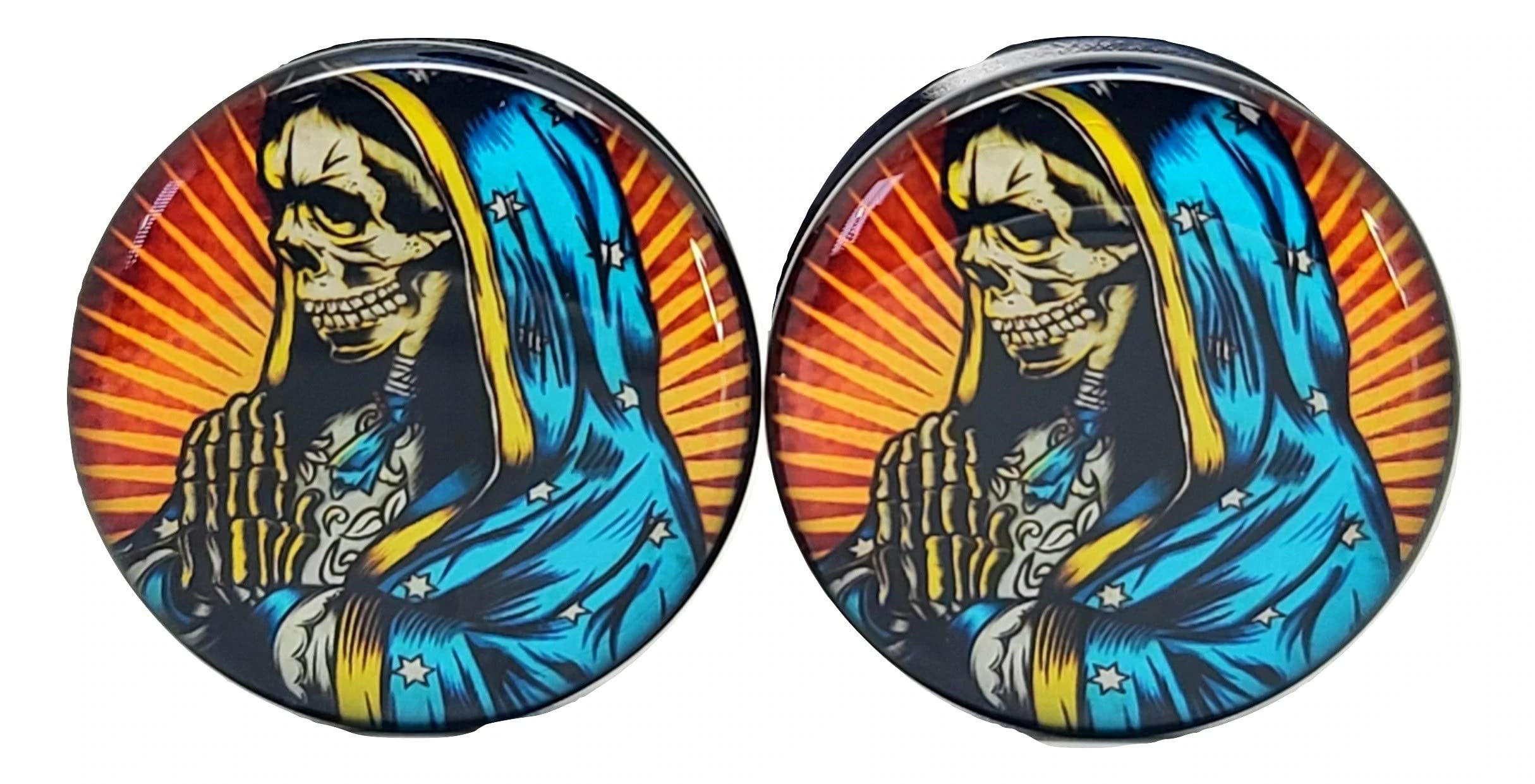 Pierced Republic Holy Skeleton Ear Plugs - Acrylic Screw-On - 10 Sizes Pair* (00 Gauge (10mm))