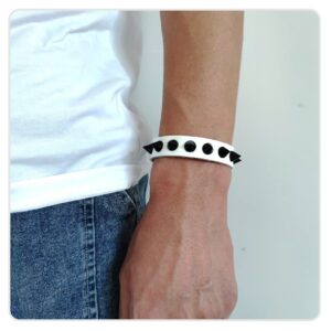 Nsitbbuery Hip Hop Rivet Wristband Spike Leather Cuff Bracelet(White)