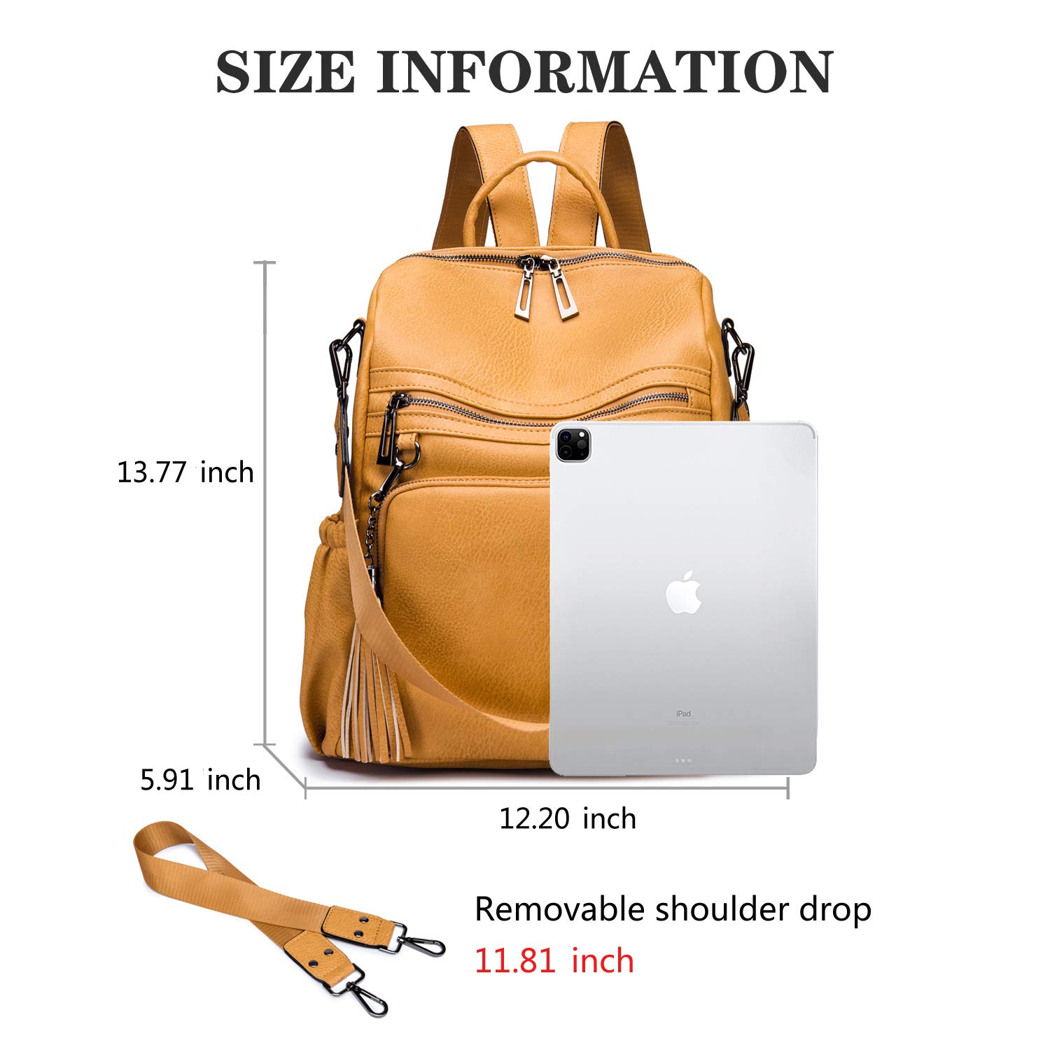 Roulens Women's Fashion Backpack Purses,Large Travel Backpack For Women Leather Design Ladies College Shoulder Bags