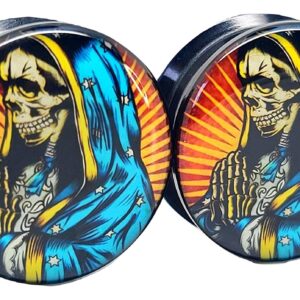 Pierced Republic Holy Skeleton Ear Plugs - Acrylic Screw-On - 10 Sizes Pair* (00 Gauge (10mm))