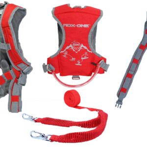 MDXONE Kids SKI Trainer Child SKI Harness with Rope and Absorb bungees RED