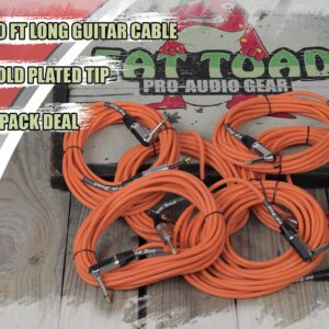 Fat Toad Guitar Cables (6 Pack) Right Angled Instrument Cord 20FT 1/4 Quarter Inch Straight-End 20 GA Wires