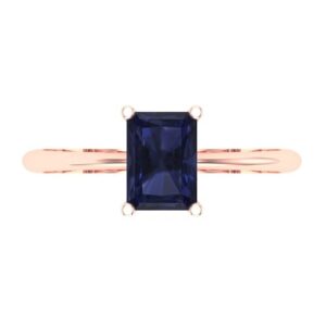 clara pucci 1.0 ct radiant cut solitaire vvs1 blue sapphire wedding bridal designer anniversary engagement ring 14k rose gold 5.25