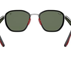 Ray-Ban RB3674M Scuderia Ferrari Collection Round Sunglasses, Silver/Dark Green, 51 mm