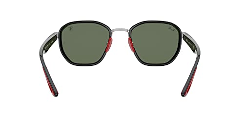 Ray-Ban RB3674M Scuderia Ferrari Collection Round Sunglasses, Silver/Dark Green, 51 mm