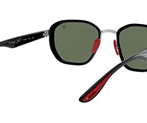 Ray-Ban RB3674M Scuderia Ferrari Collection Round Sunglasses, Silver/Dark Green, 51 mm