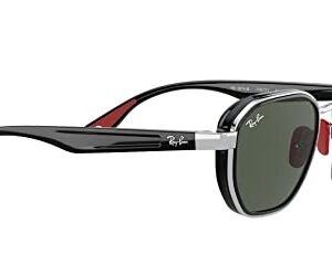 Ray-Ban RB3674M Scuderia Ferrari Collection Round Sunglasses, Silver/Dark Green, 51 mm