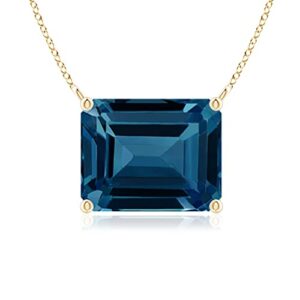 angara natural london blue topaz solitaire pendant necklace for women in 14k yellow gold (grade-aaaa | 10x8mm) december birthstone jewelry gift for women | birthday | wedding | anniversary