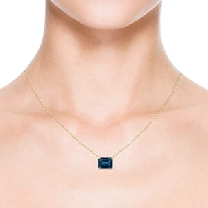 Angara Natural London Blue Topaz Solitaire Pendant Necklace for Women in 14K Yellow Gold (Grade-AAAA | 10x8mm) December Birthstone Jewelry Gift for Women | Birthday | Wedding | Anniversary