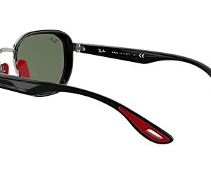 Ray-Ban RB3674M Scuderia Ferrari Collection Round Sunglasses, Silver/Dark Green, 51 mm