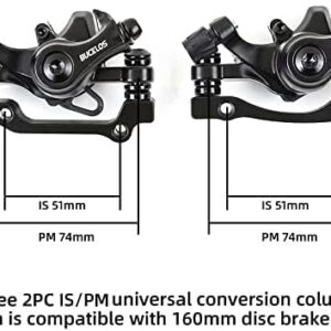 BUCKLOS Mountain Bike disc Brake Caliper with 160mm Adapter, Bicycle Mechanical Aluminum Alloy Brake Calipers, Front/Rear Caliper fit e-Bike Road Bike Folding Bicycles