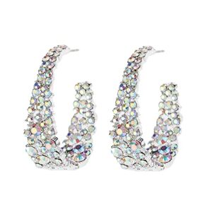 cejug statement earrings for women bohemian large dangle drop hoop earring ab rhinestone crystal sterling silver post jewelry