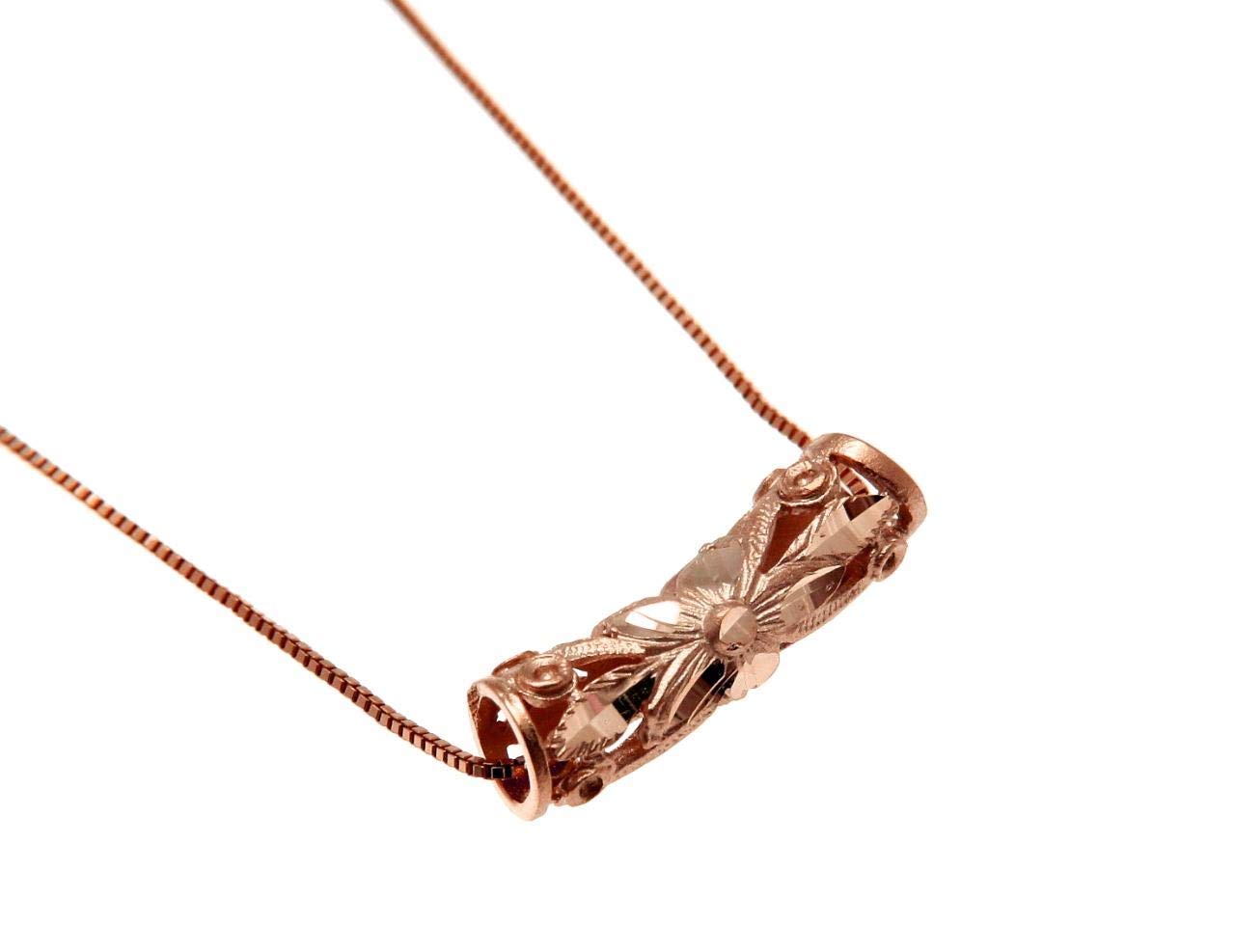 Arthur's Jewelry 14k solid rose gold Hawaiian diamond cut scroll horizontal barrel pendant