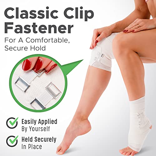 Premium Elastic Bandage Wraps (4" 2pack & 3" 2Pack) - Made of USA Grown Soft Woven Cotton - Metal Clip Fasteners - GT Latex Free Roll for Sprains & Injuries