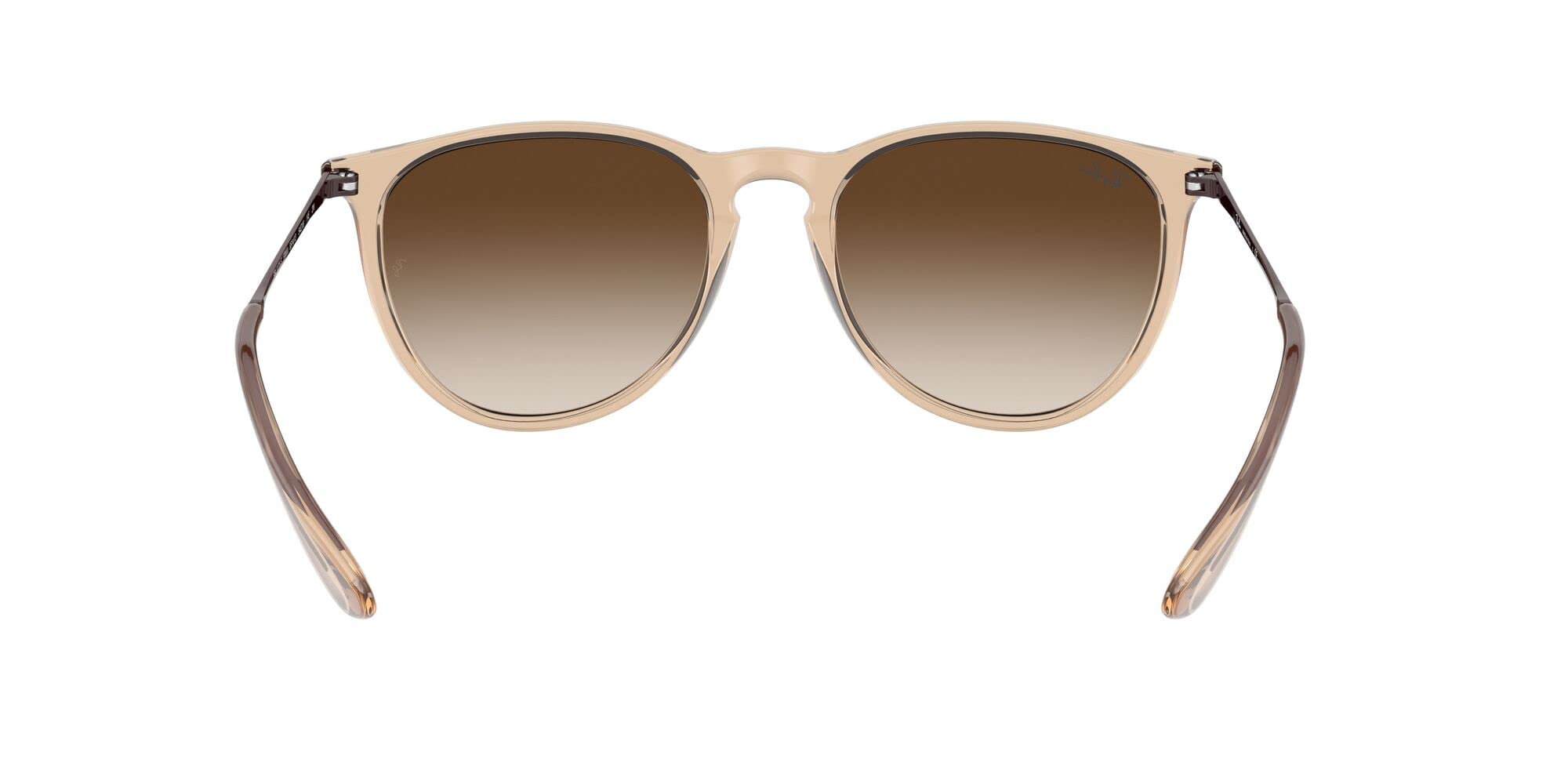 Ray-Ban RB4171F Erika Low Bridge Fit Round Sunglasses, Transparent Light Brown/Brown Gradient Dark Brown, 57 mm