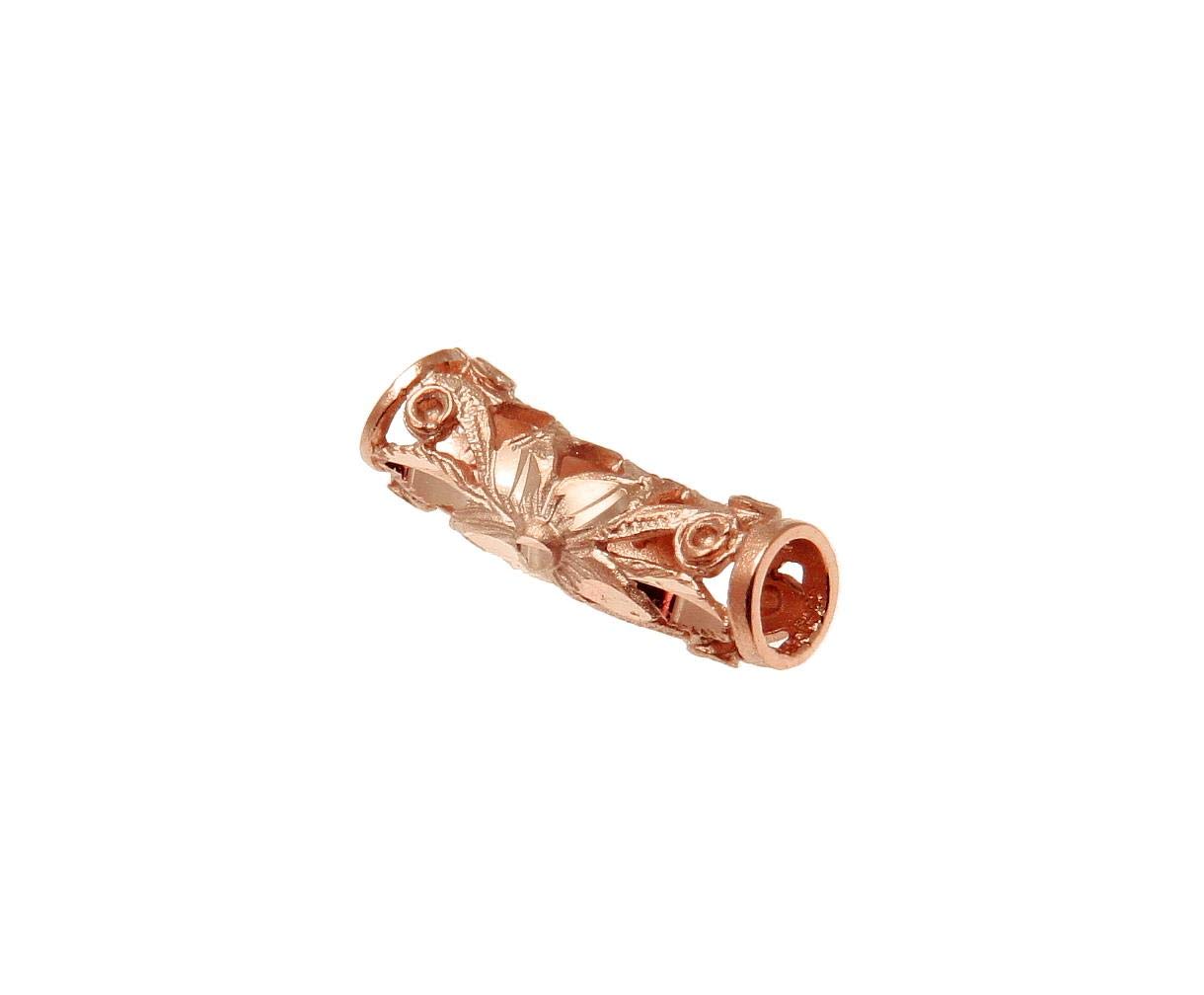 Arthur's Jewelry 14k solid rose gold Hawaiian diamond cut scroll horizontal barrel pendant