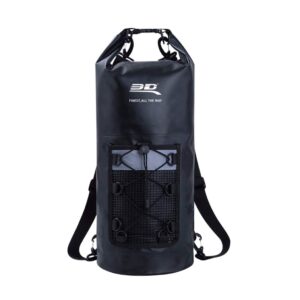 3d maxpider roll top dry bag backpack 30l, waterproof lightweight floating marine drybag - detachable straps, mesh front pocket - travel, hiking, fishing, swimming, boating, kayaking, camping (black)