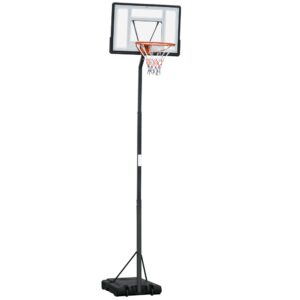 soozier portable basketball hoop, 8.4-9.8ft height adjustable, basketball goal with 34in backboard and wheels for indoor outdoor use