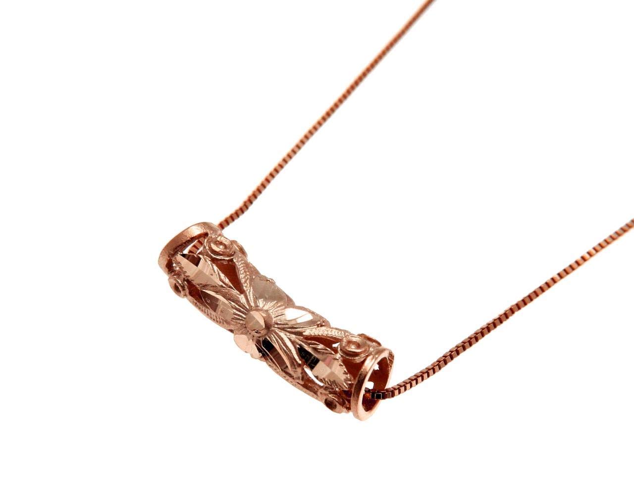 Arthur's Jewelry 14k solid rose gold Hawaiian diamond cut scroll horizontal barrel pendant