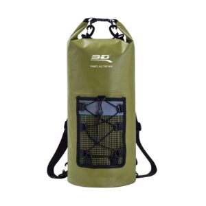 3d maxpider roll top dry bag backpack 30l, waterproof lightweight floating marine drybag - detachable straps, mesh front pocket - travel, hiking, fishing, swimming, boating, kayaking, camping (green)