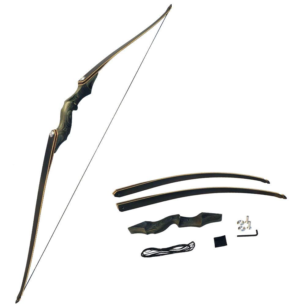 60" Archery Takedown Longbow and Arrow Set Adult Right Hand Hunting Wood Bow American Longbow 25-60Lbs Draw Weight (Bow, 25 Lbs)