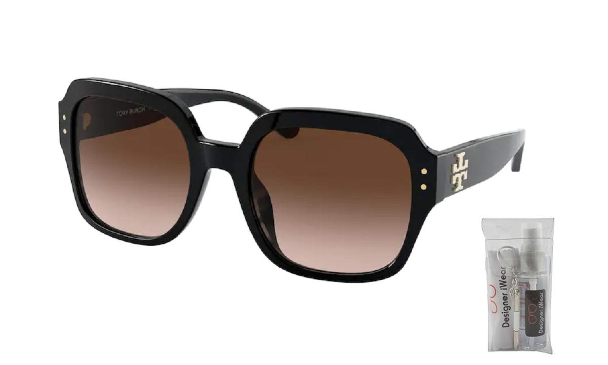 Tory Burch TY7143U 170913 56M Black/Dark Brown Gradient Square Sunglasses for Women + BUNDLE with Designer iWear Eyewear Kit