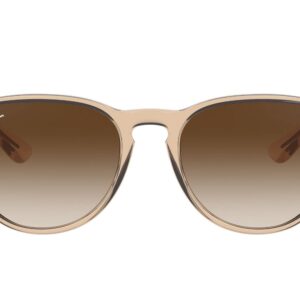 Ray-Ban RB4171F Erika Low Bridge Fit Round Sunglasses, Transparent Light Brown/Brown Gradient Dark Brown, 57 mm