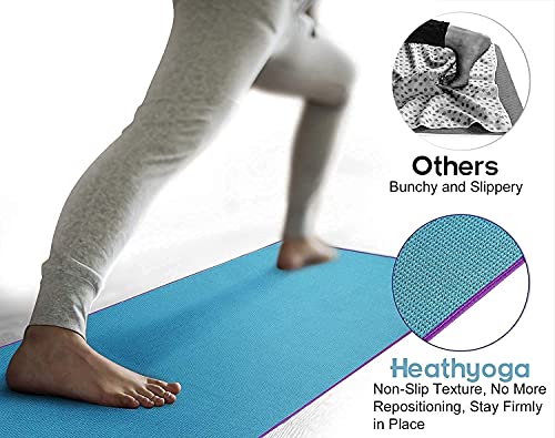 Heathyoga Yoga Sets - Yoga Blocks and Strap Set, Non Slip Yoga Towel with Silicone Coating Layer, Free Carry Bag and Spray Bottle