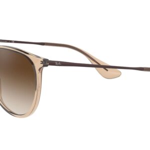 Ray-Ban RB4171F Erika Low Bridge Fit Round Sunglasses, Transparent Light Brown/Brown Gradient Dark Brown, 57 mm