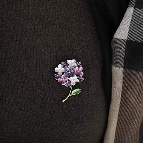 Enamel Purple Lilac Flower Brooches Women Collar Hydrangea Weddings Brooch Pins