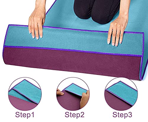 Heathyoga Yoga Sets - Yoga Blocks and Strap Set, Non Slip Yoga Towel with Silicone Coating Layer, Free Carry Bag and Spray Bottle