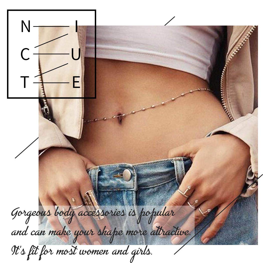 Nicute Boho Coin Waist Chain Layered Body Belly Chains Summer Rave Body Jewelry for Women and Girls (Gold)