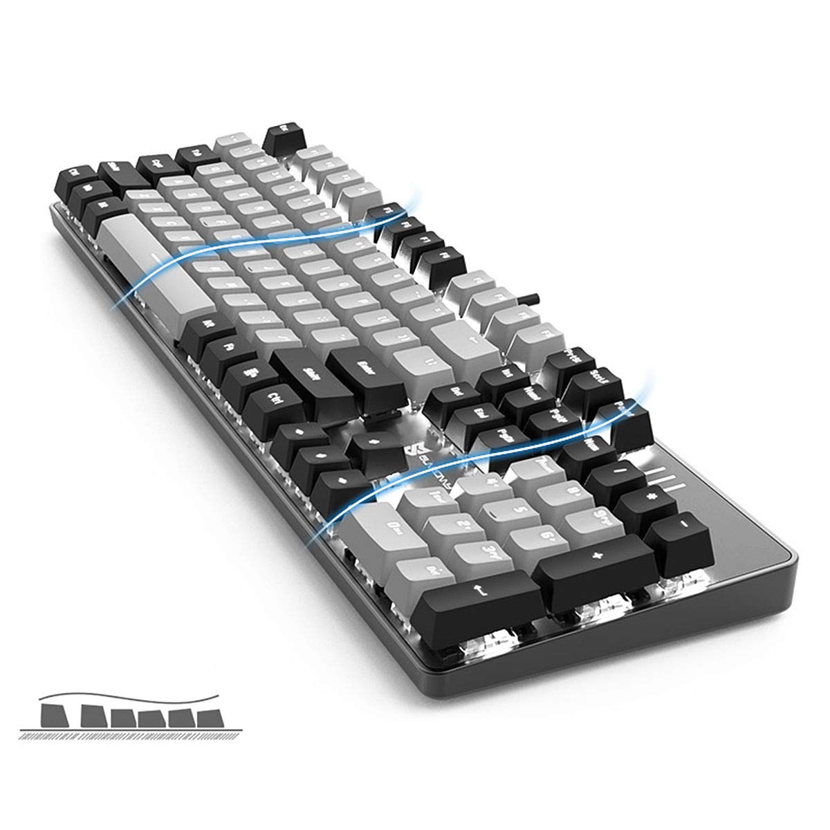 Merdia Mechanical Keyboard Gaming Keyboard | Blue Switch Black & Grey Backlit Keyboard | 104 Keys US Layout | Wired Gaming Keyboard | Hot Swappable Mechanical Keyboard | PC Gaming Keyboards