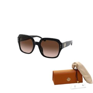 Tory Burch TY7143U 170913 56M Black/Dark Brown Gradient Square Sunglasses for Women + BUNDLE with Designer iWear Eyewear Kit