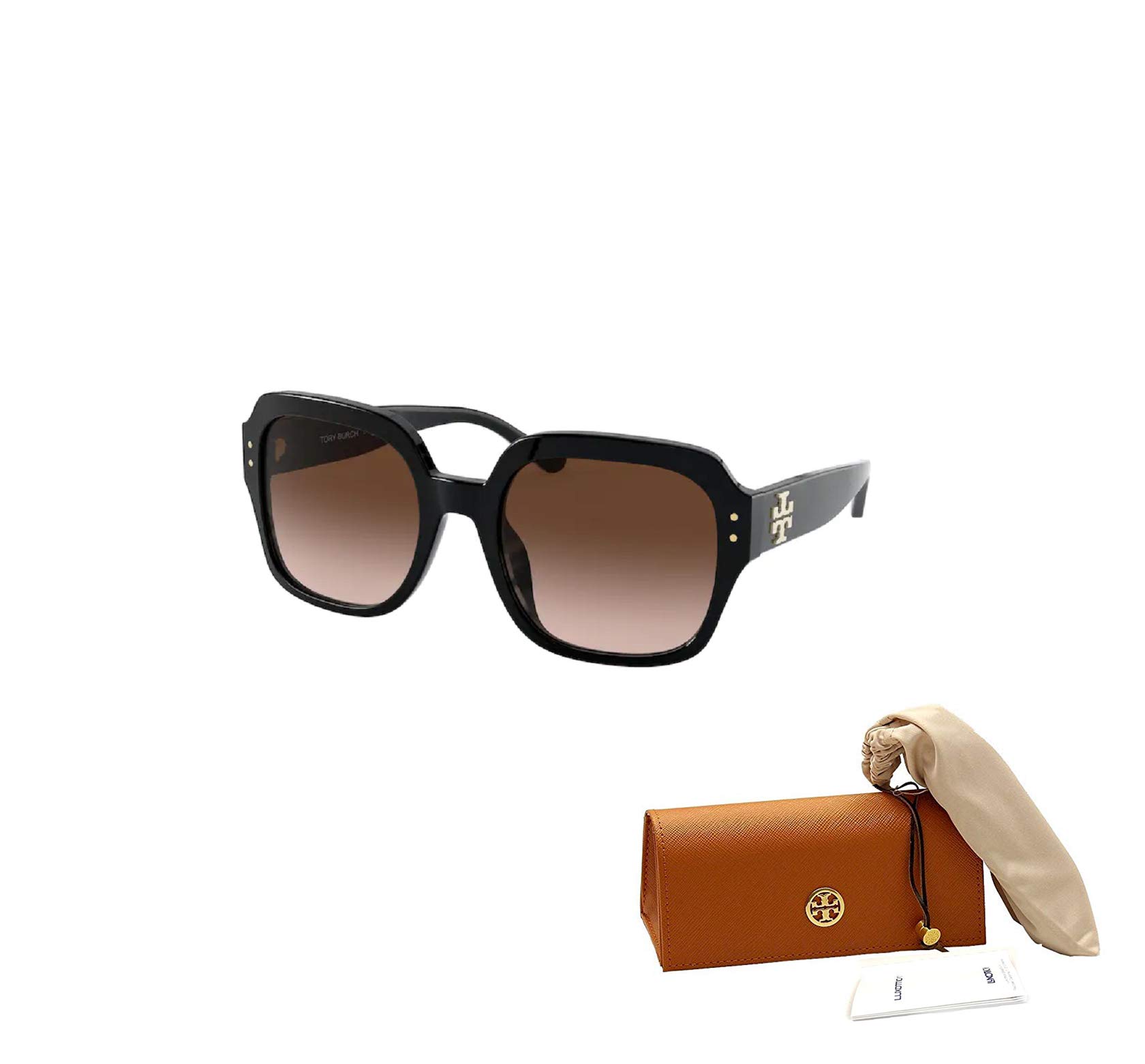 Tory Burch TY7143U 170913 56M Black/Dark Brown Gradient Square Sunglasses for Women + BUNDLE with Designer iWear Eyewear Kit