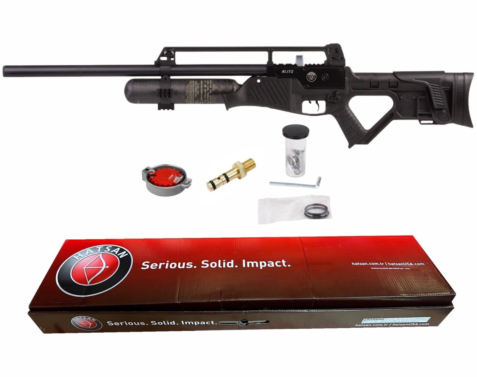 Hatsan Blitz Full Auto PCP .30 Cal 730 fps 53 FPE w/ 16-Shots 2 Magazines Air Rifle with Included Wearable4U 100x Paper Targets and 100x .30cal Pellets Bundle