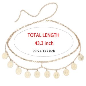 Nicute Boho Coin Waist Chain Layered Body Belly Chains Summer Rave Body Jewelry for Women and Girls (Gold)