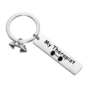 pliti funny workout weight lifting lifter gifts bodybuilding dumbbell gift weightlifting therapist gifts fitness gifts weight loss gifts my therapist (barbell) keychain (my therapist barbell)