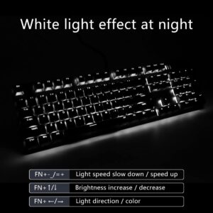 Merdia Mechanical Keyboard Gaming Keyboard | Brown Switch White Backlit Keyboard | 104 Keys US Layout | Wired Gaming Keyboard | Hot Swappable Mechanical Keyboard | PC Gaming Keyboards (Black)