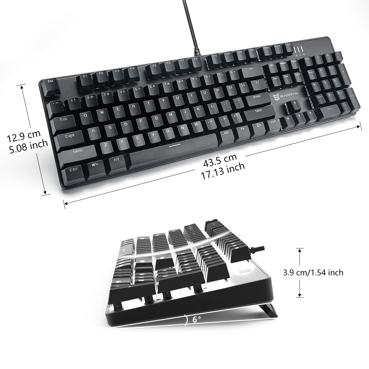 Merdia Mechanical Keyboard Gaming Keyboard | Brown Switch White Backlit Keyboard | 104 Keys US Layout | Wired Gaming Keyboard | Hot Swappable Mechanical Keyboard | PC Gaming Keyboards (Black)