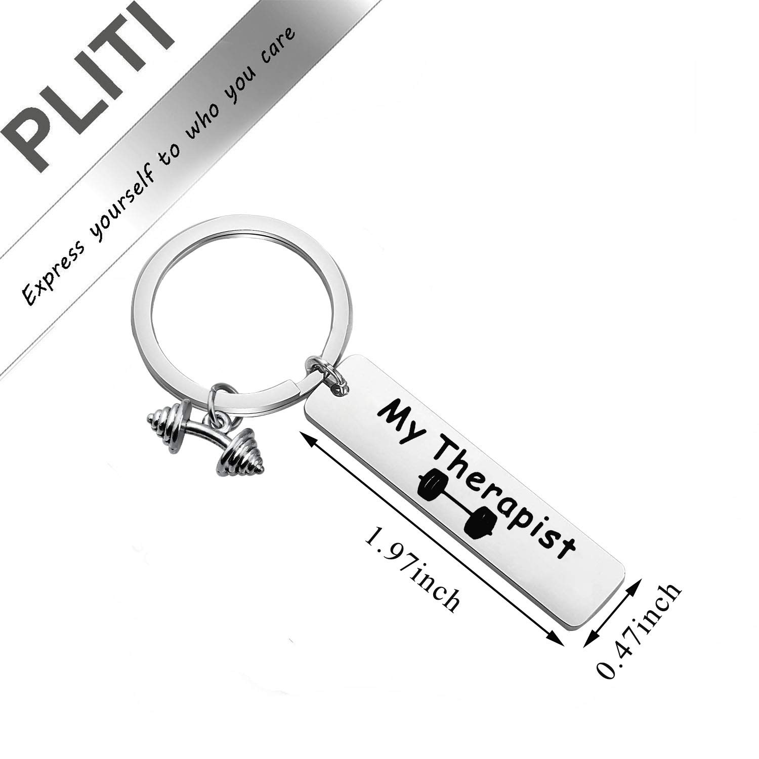 PLITI Funny Workout Weight Lifting Lifter Gifts Bodybuilding Dumbbell Gift Weightlifting Therapist Gifts Fitness Gifts Weight Loss Gifts My Therapist (Barbell) Keychain (My Therapist barbell)