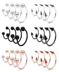 mayhoop 40pcs 16g stainless steel horseshoe nose septum rings piercing jewelry cartilage daith helix tragus earring hoop lip horseshoe piercing for women men