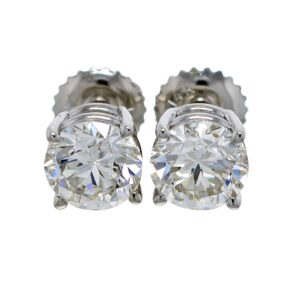 IGI Certified 2.00 Carat Lab-Created Diamond Stud Earrings 14kt White Gold (H-J Color VS2-SI1 Clarity)