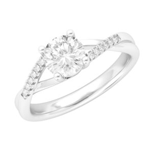 Sterling Silver Twisted Split Shank Simulated 1.0 CT Diamond Engagement Ring Promise Bridal Ring (7.5)